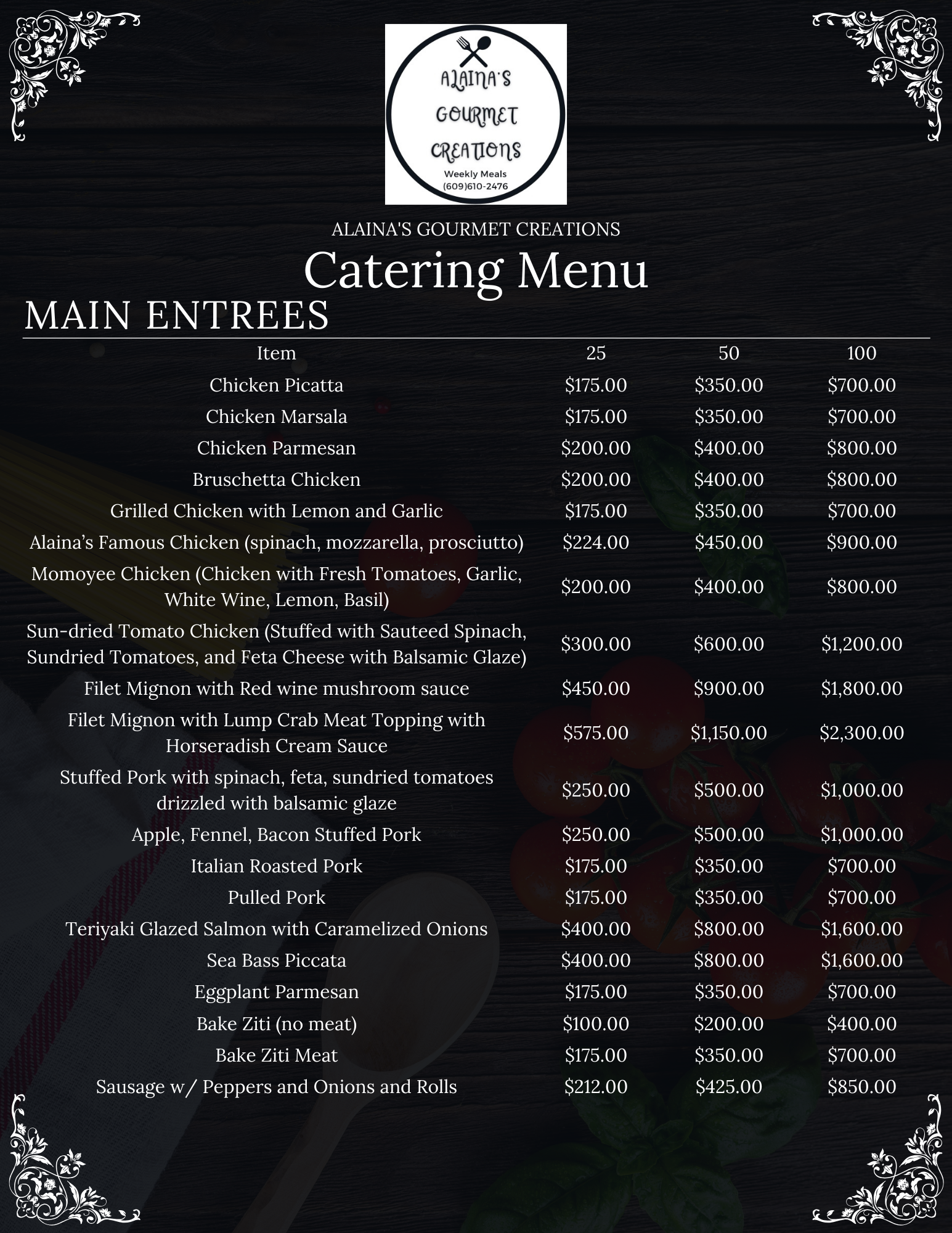 Catering Menu | Alaina's Gourmet Creations